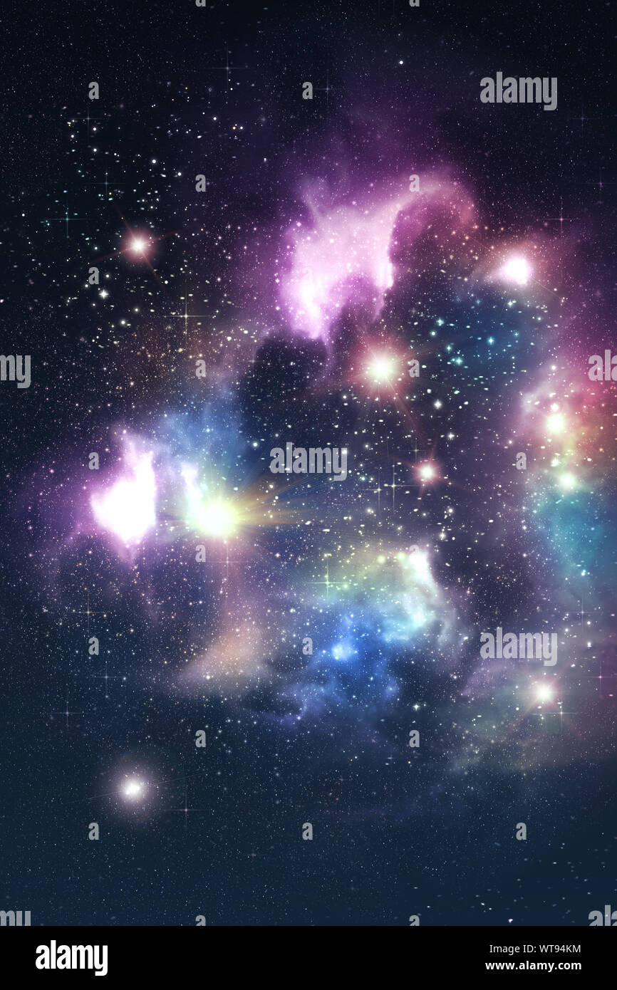 Colorful starry outer space background, star field illustration Stock ...