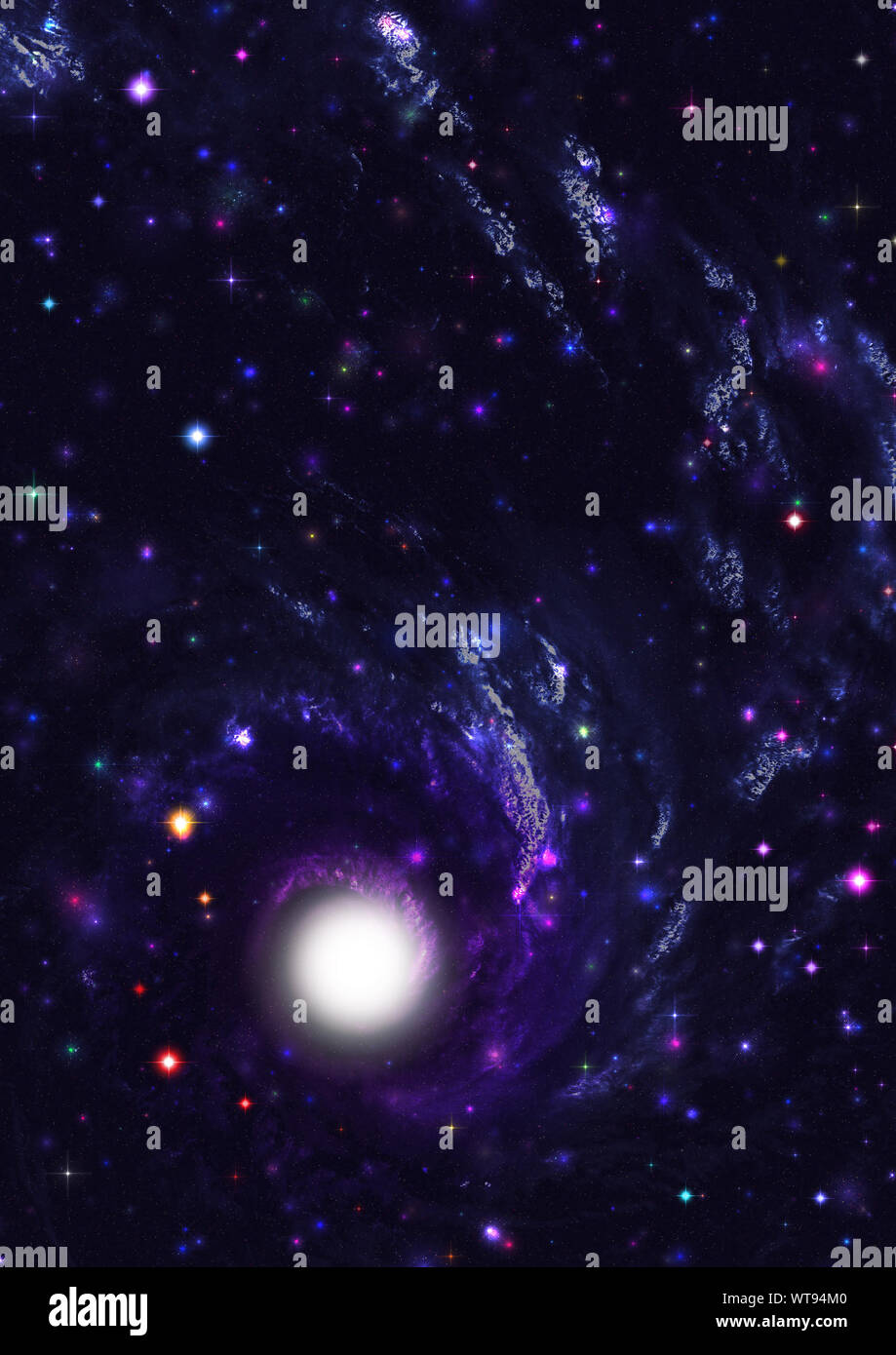 Big galaxy and planet in the starry space Stock Photo - Alamy