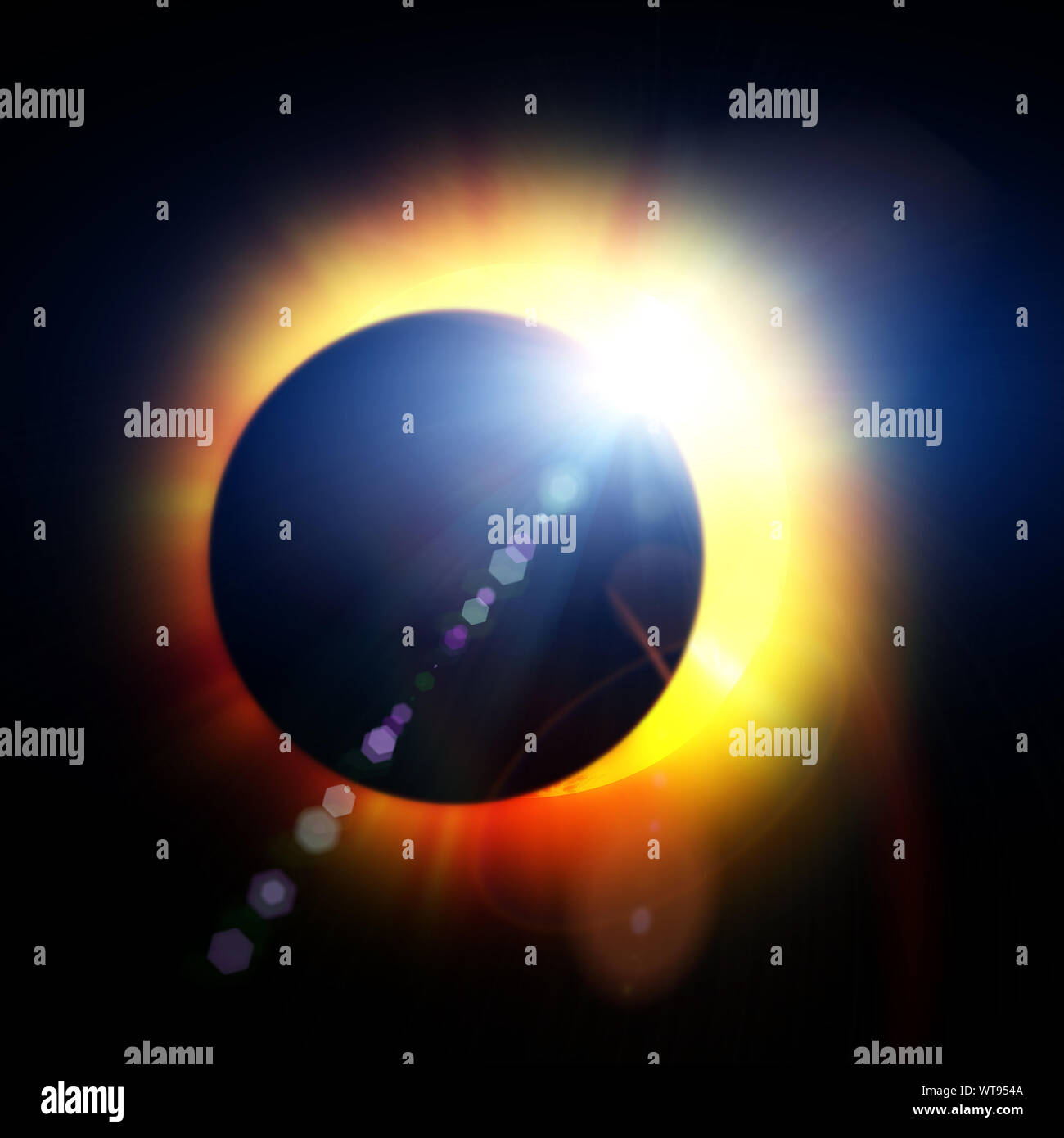 Abstract solar eclipse background with 3d rendered flares Stock Photo ...