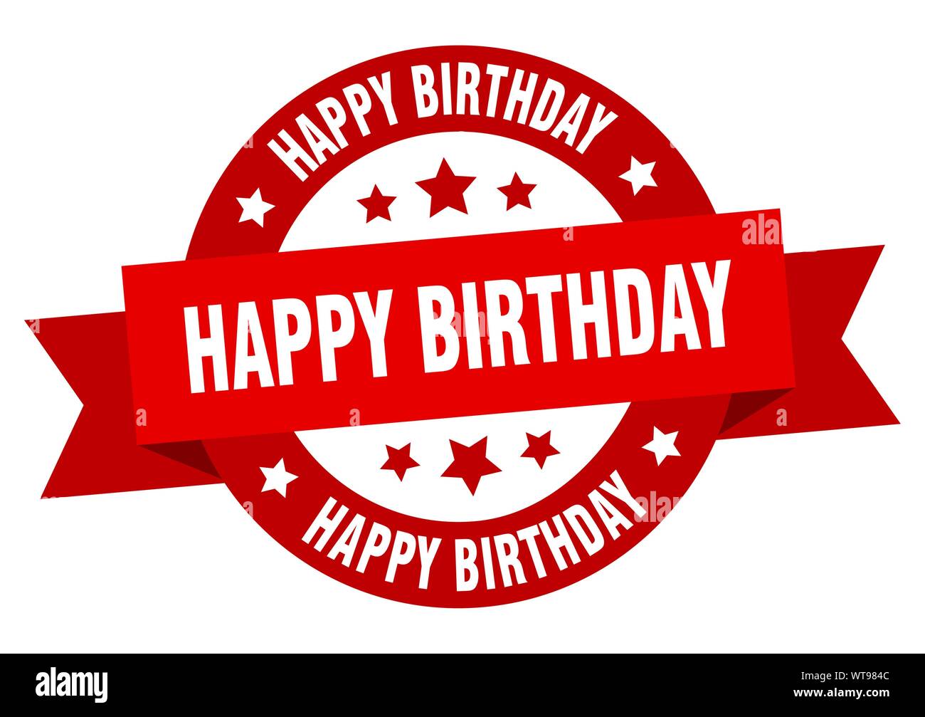 happy birthday ribbon. happy birthday round red sign. happy birthday ...