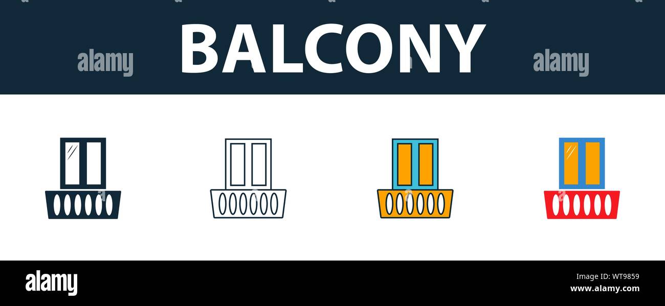 Balcony icon set. Four elements in diferent styles from real estate ...