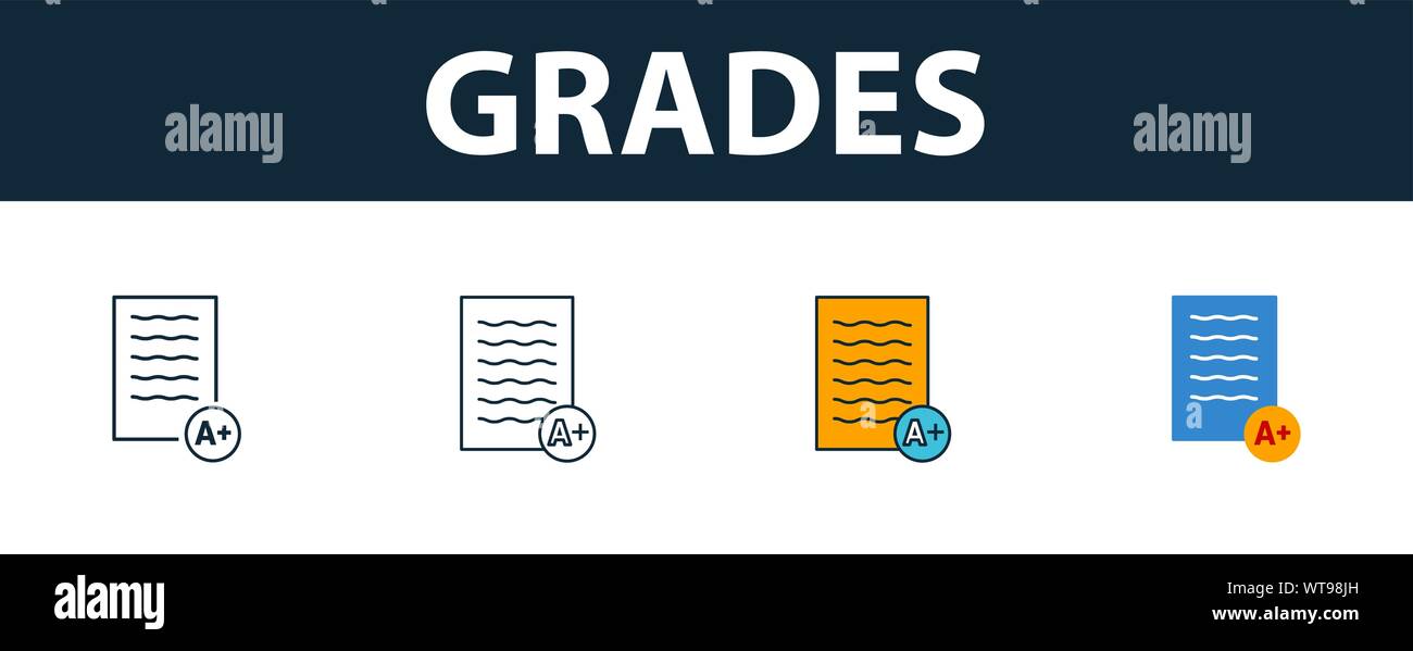 Grades icon set. Four elements in diferent styles from school icons ...