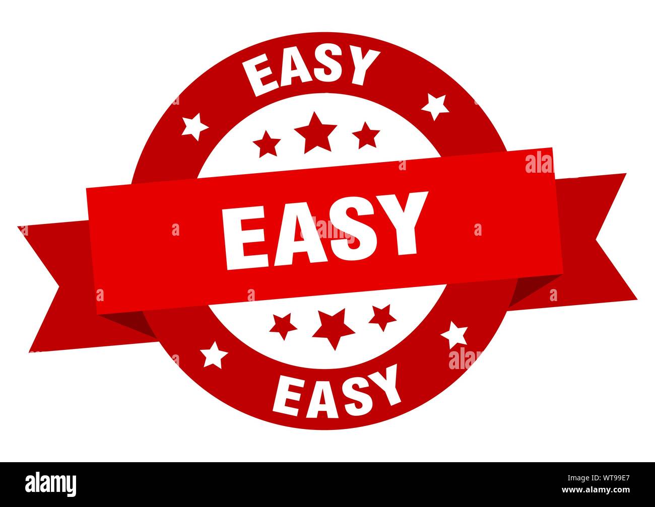 easy ribbon. easy round red sign. easy Stock Vector Image & Art - Alamy