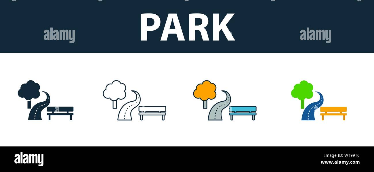 Park icon set. Four elements in diferent styles from real estate icons ...