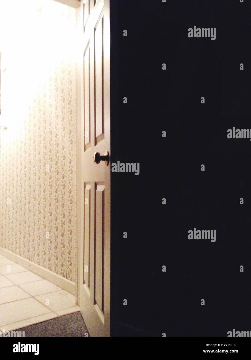 Open Wooden Door Of House Stock Photo - Alamy