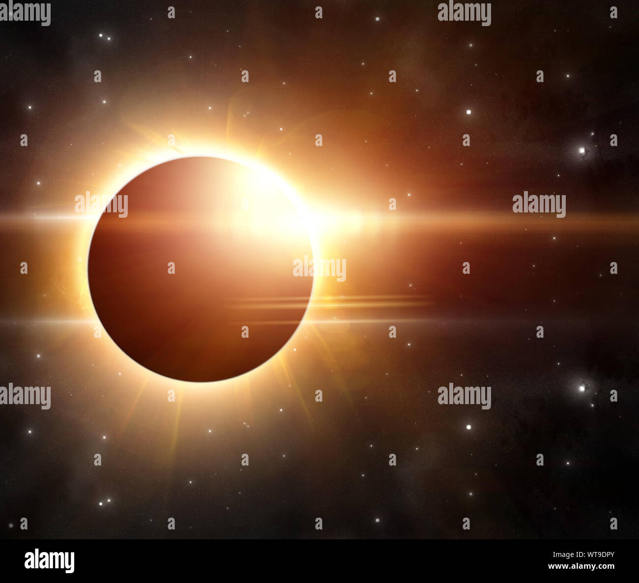 Abstract solar eclipse background with 3d rendered flares Stock Photo ...