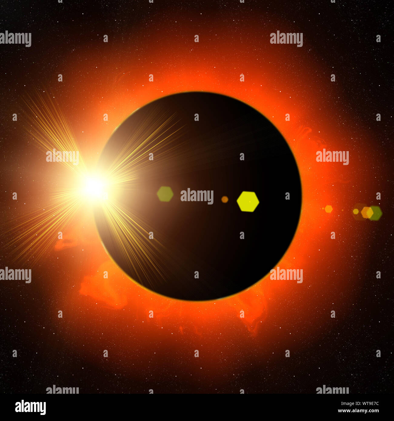 Abstract solar eclipse background with 3d rendered flares Stock Photo ...