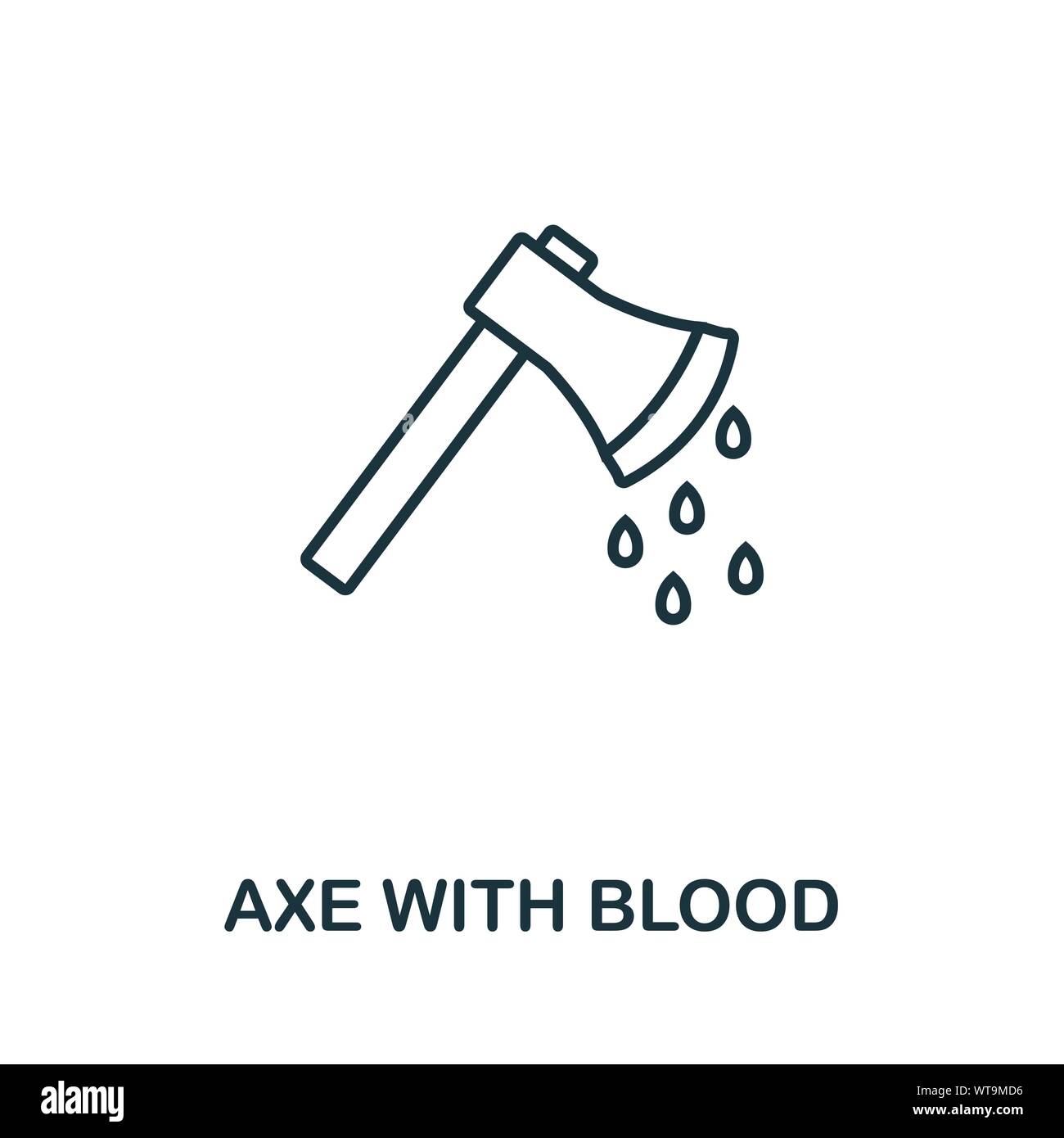 Axe With Blood outline icon. Thin line style from halloween icons ...
