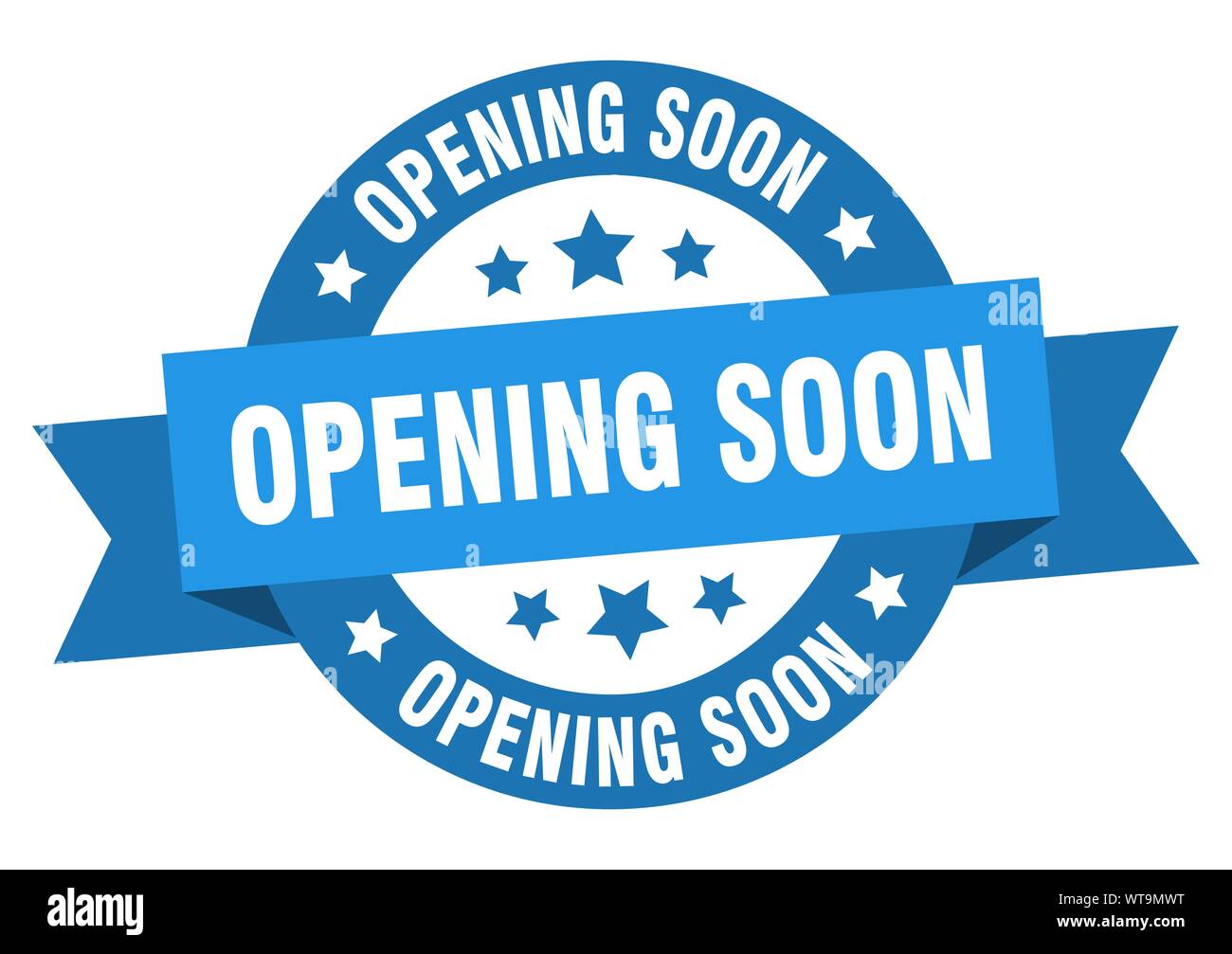 opening soon ribbon. opening soon round blue sign. opening soon Stock ...