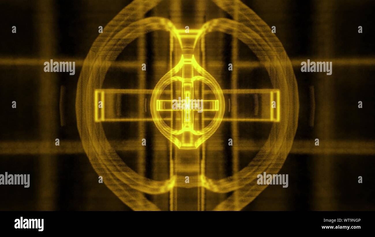 holy yellow vintage and futuristic christian cross 3d rendering ...