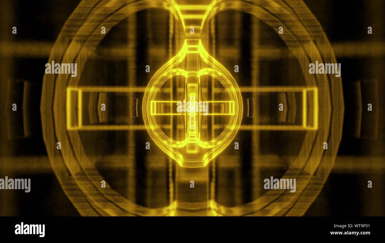 holy yellow vintage and futuristic christian cross 3d rendering ...