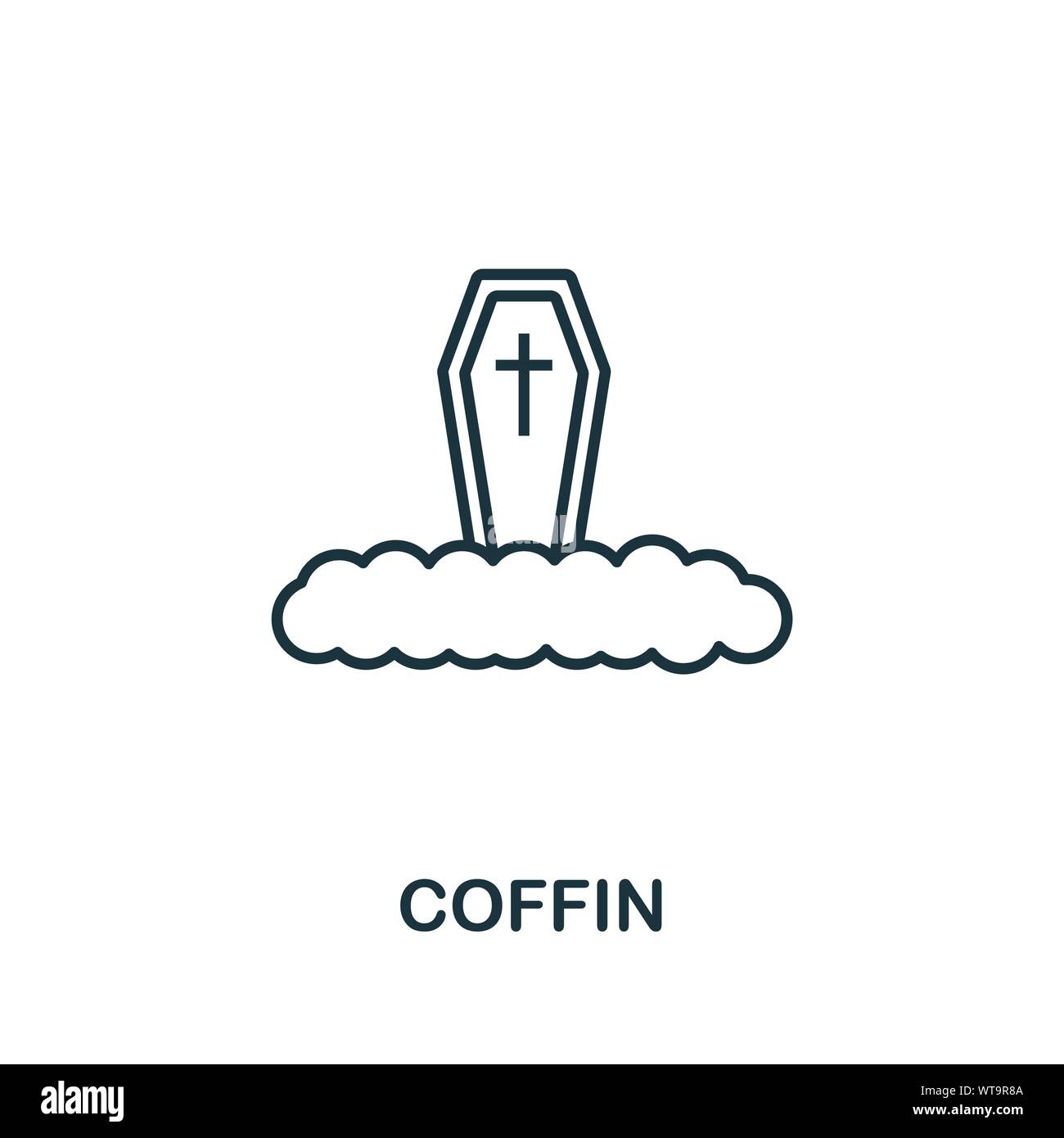 Coffin outline icon. Thin line style from halloween icons collection ...