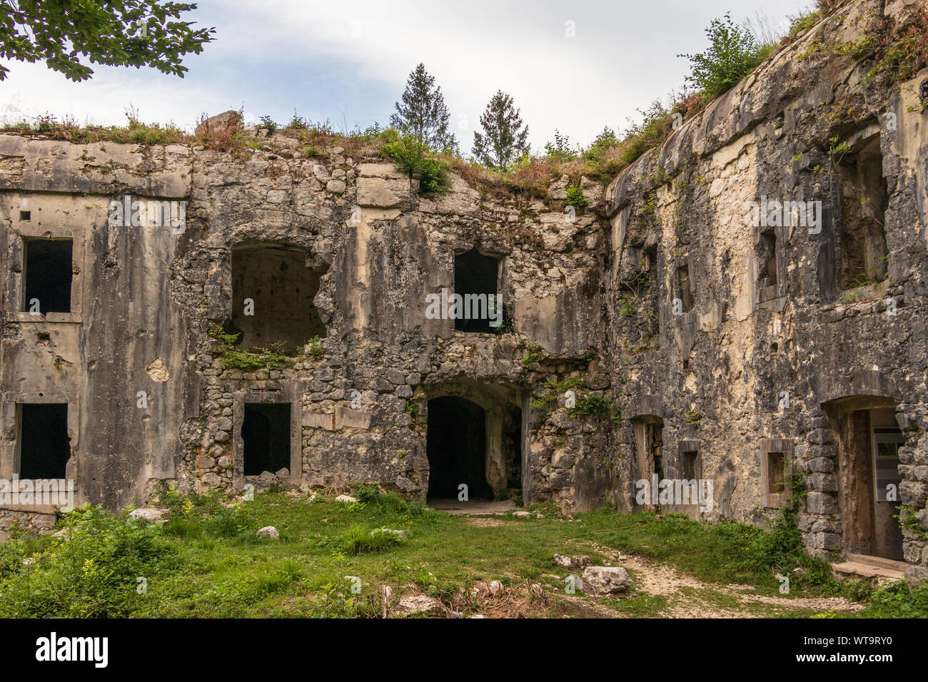 Entrance of Fort Hermann. Crumbling World War I Fortress near Mount ...