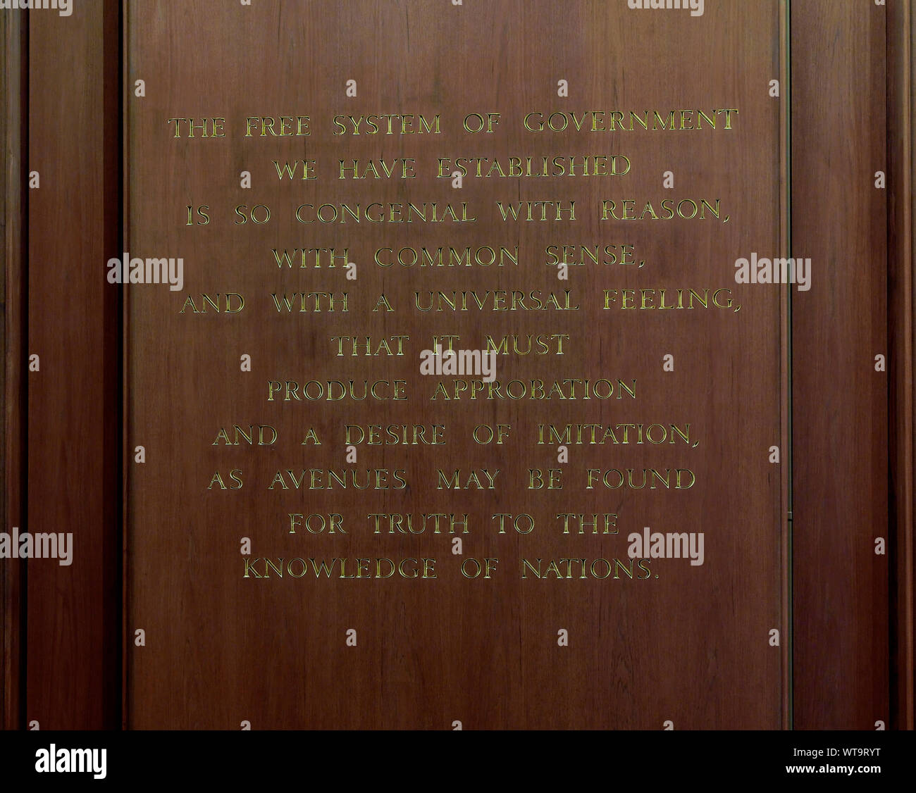 Memorial Hall. Quotation from James Madison, beginning The free system ...