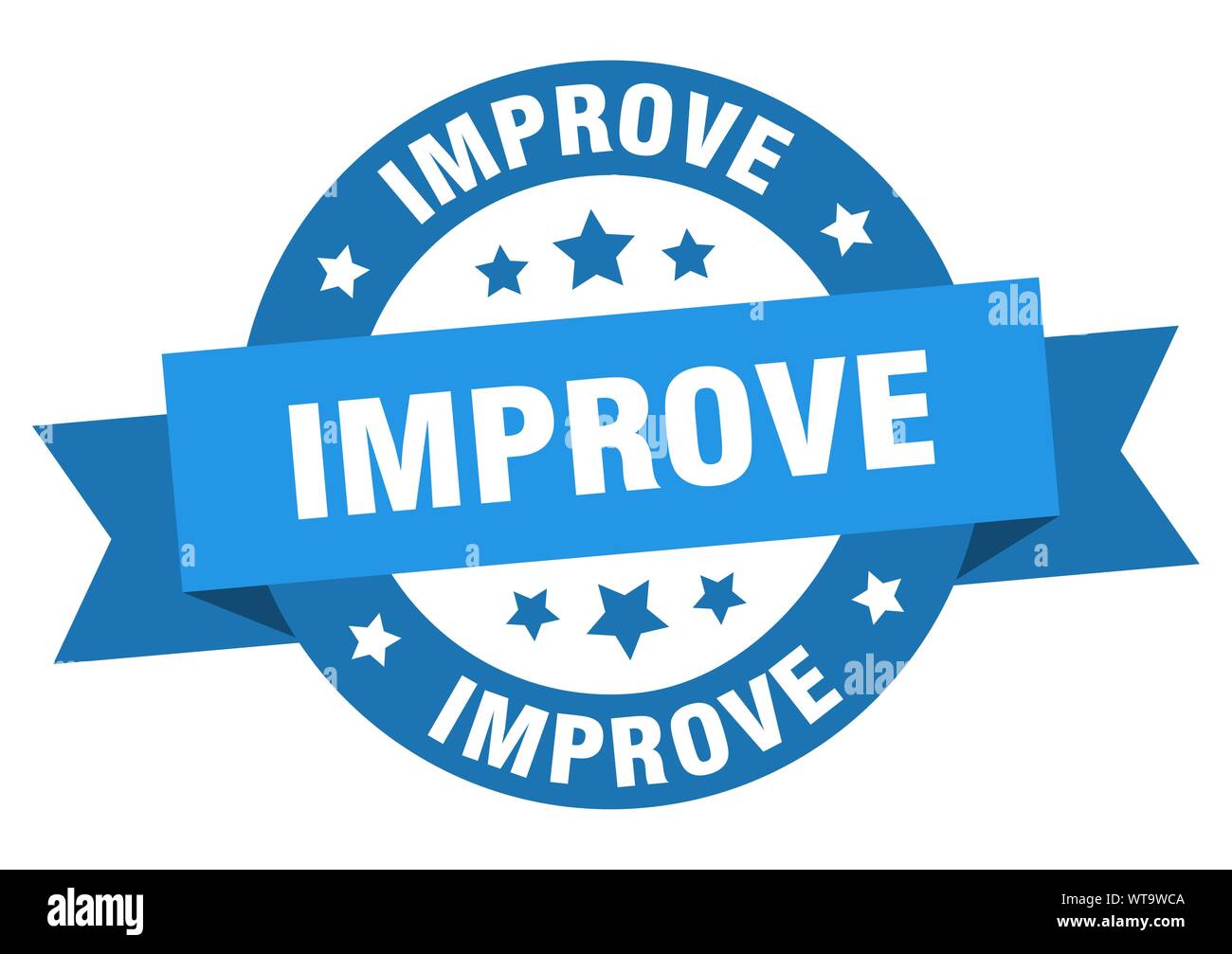 improve ribbon. improve round blue sign. improve Stock Vector Image ...