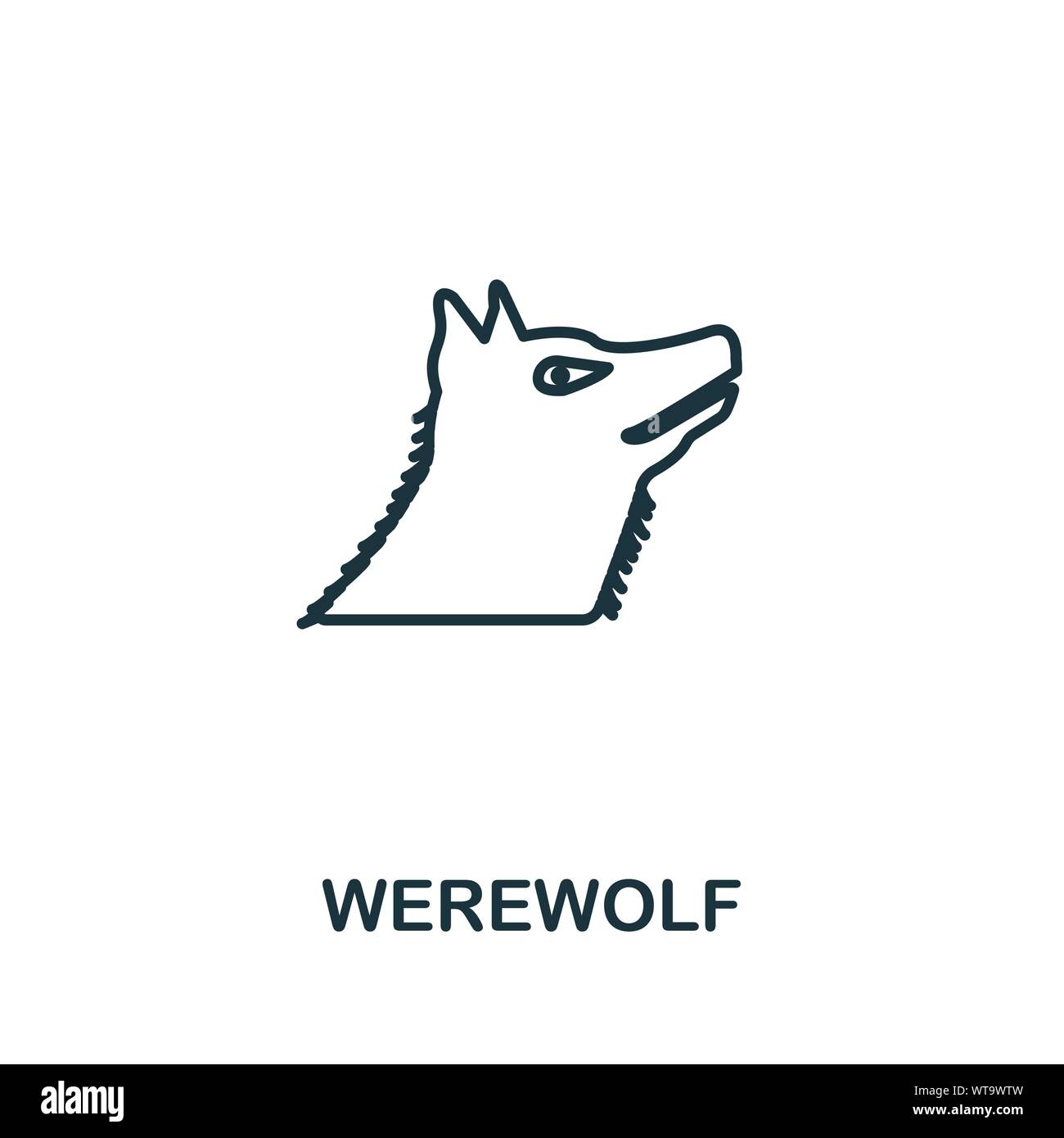 Werewolf outline icon. Thin line style from halloween icons collection ...