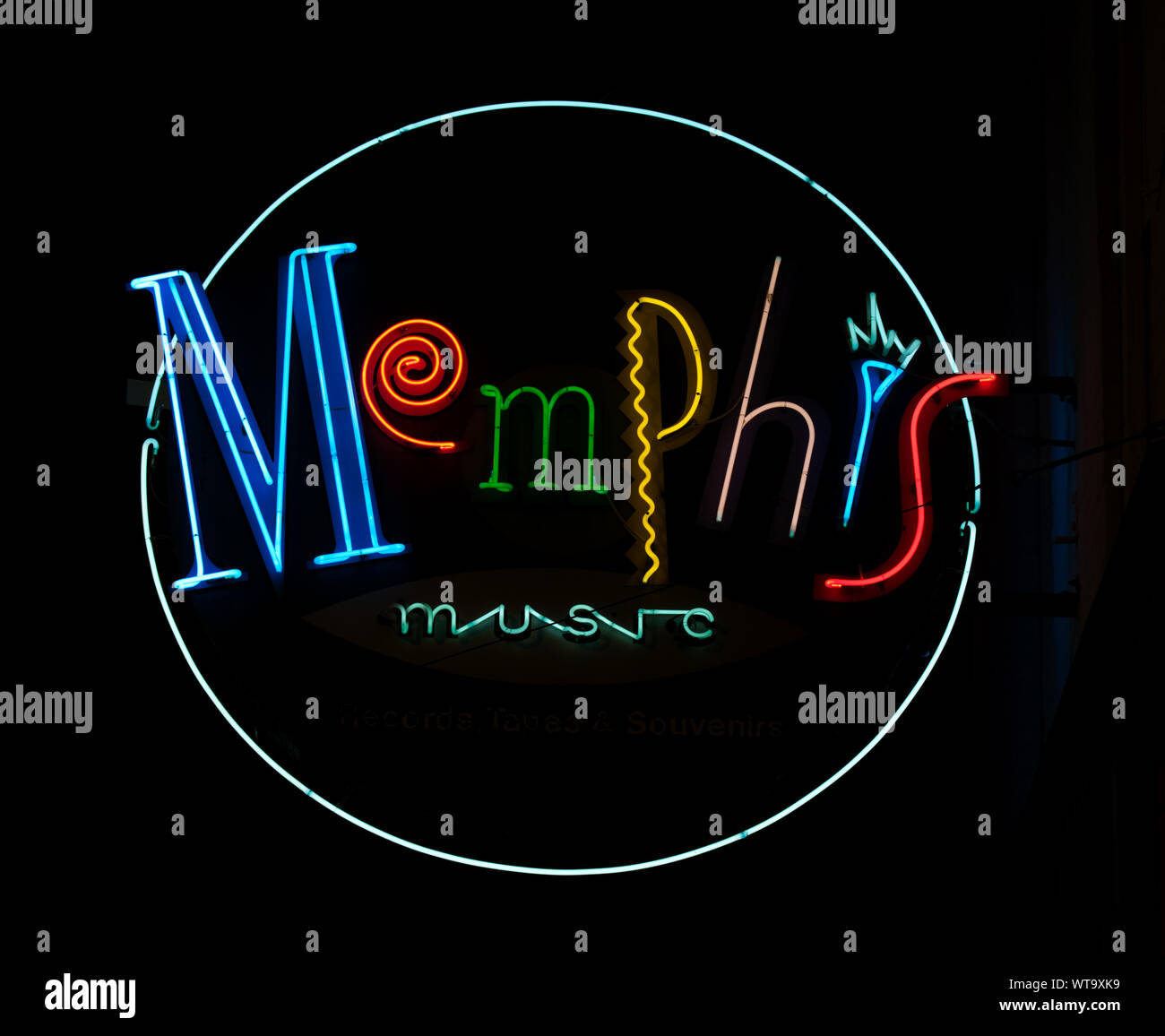 Memphis Music neon sign, Beale Street, Memphis, Tennessee Stock Photo ...