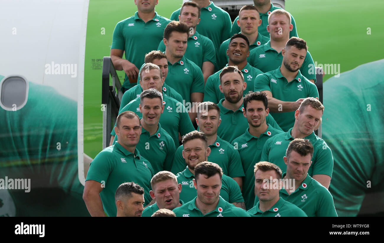 The Ireland squad as they prepare to board the plane at Dublin Airport ...