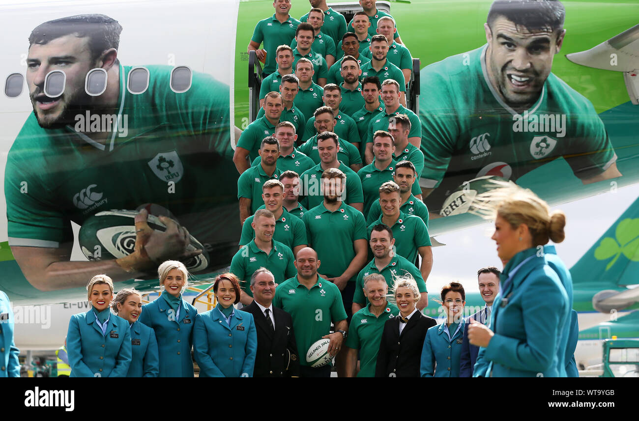 The Ireland squad as they prepare to board the plane at Dublin Airport ...