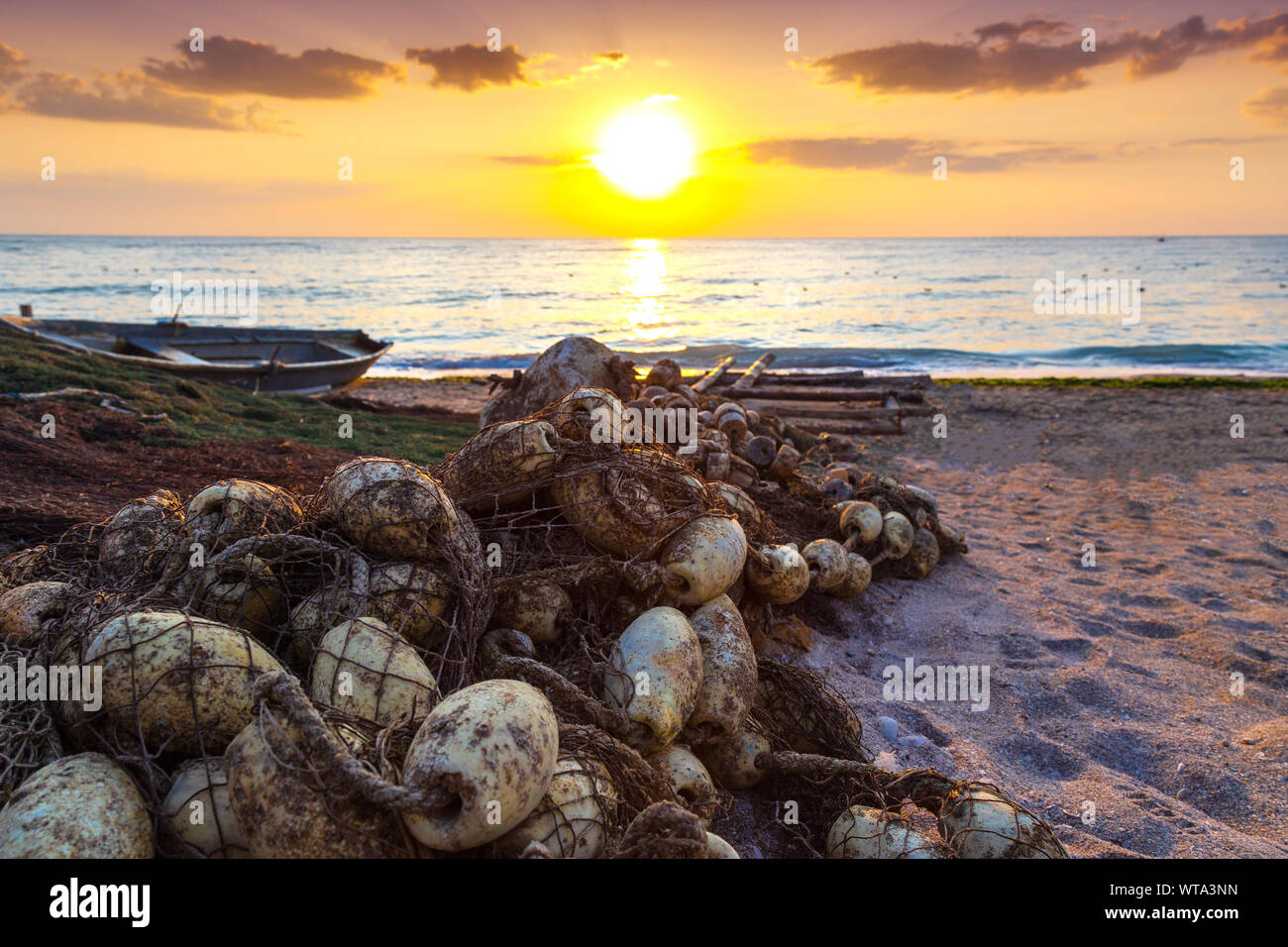 Traditional fishing net near the sea Stock Photo - Alamy