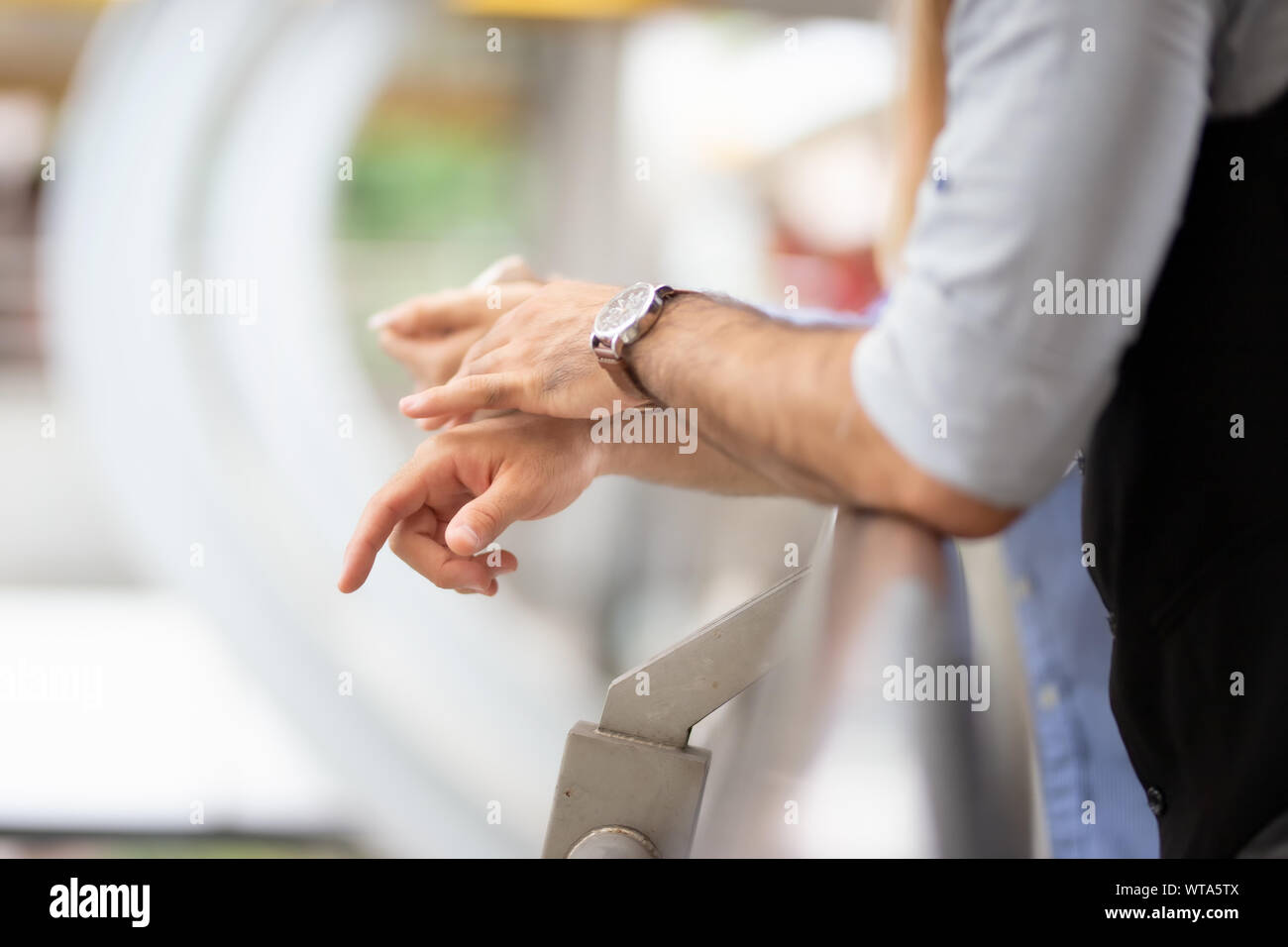 Midsection man standing railing hi-res stock photography and images - Alamy