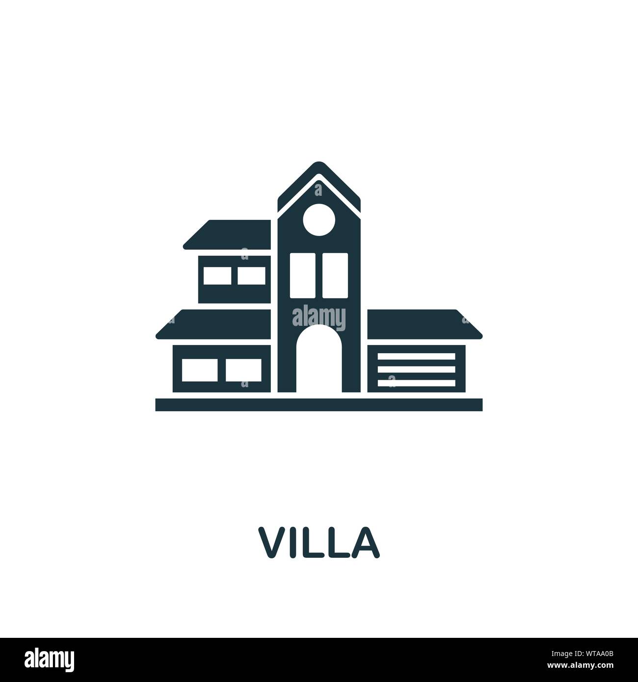 Villa vector icon symbol. Creative sign from buildings icons collection. Filled flat Villa icon ...