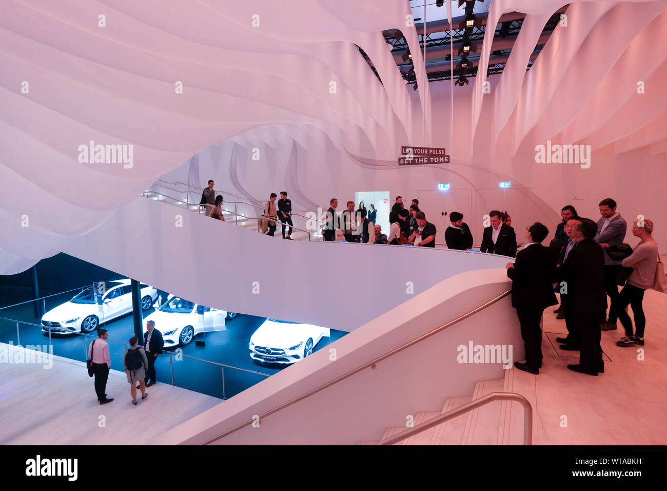 Exhibition stand of carmaker Mercedes Bend at the IAA 2019 ...