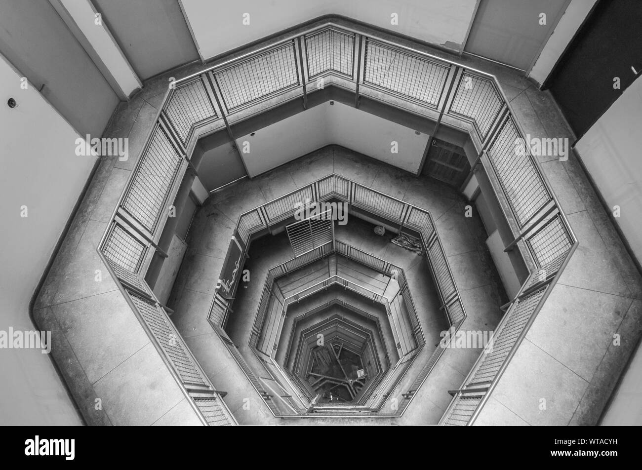 Interesting rounded forms architecture in an old residential building ...