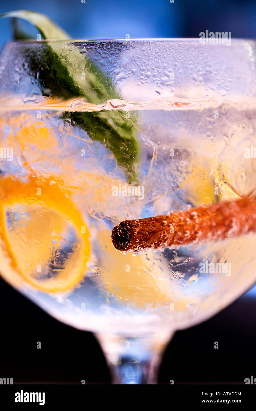 Close up of beautiful glass of gin on bar counter Stock Photo - Alamy