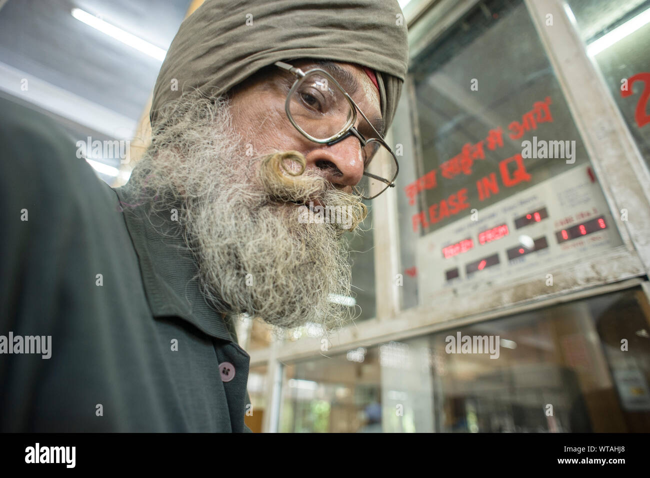 Sikh man with big mustache in the train station ticket office Stock ...