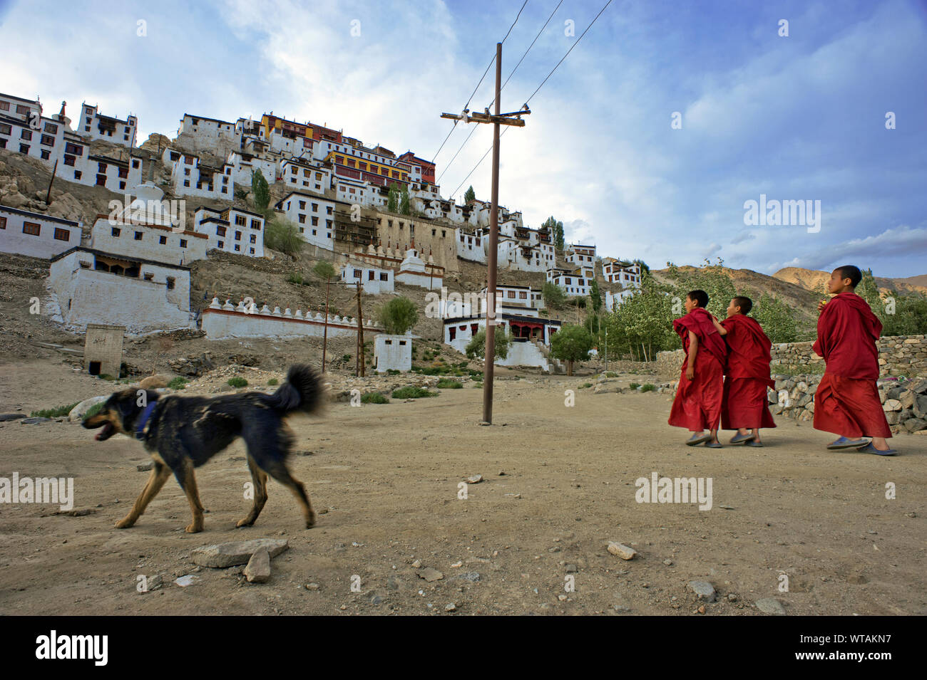 Young monks walking around Thiksey Monastery Stock Photo - Alamy