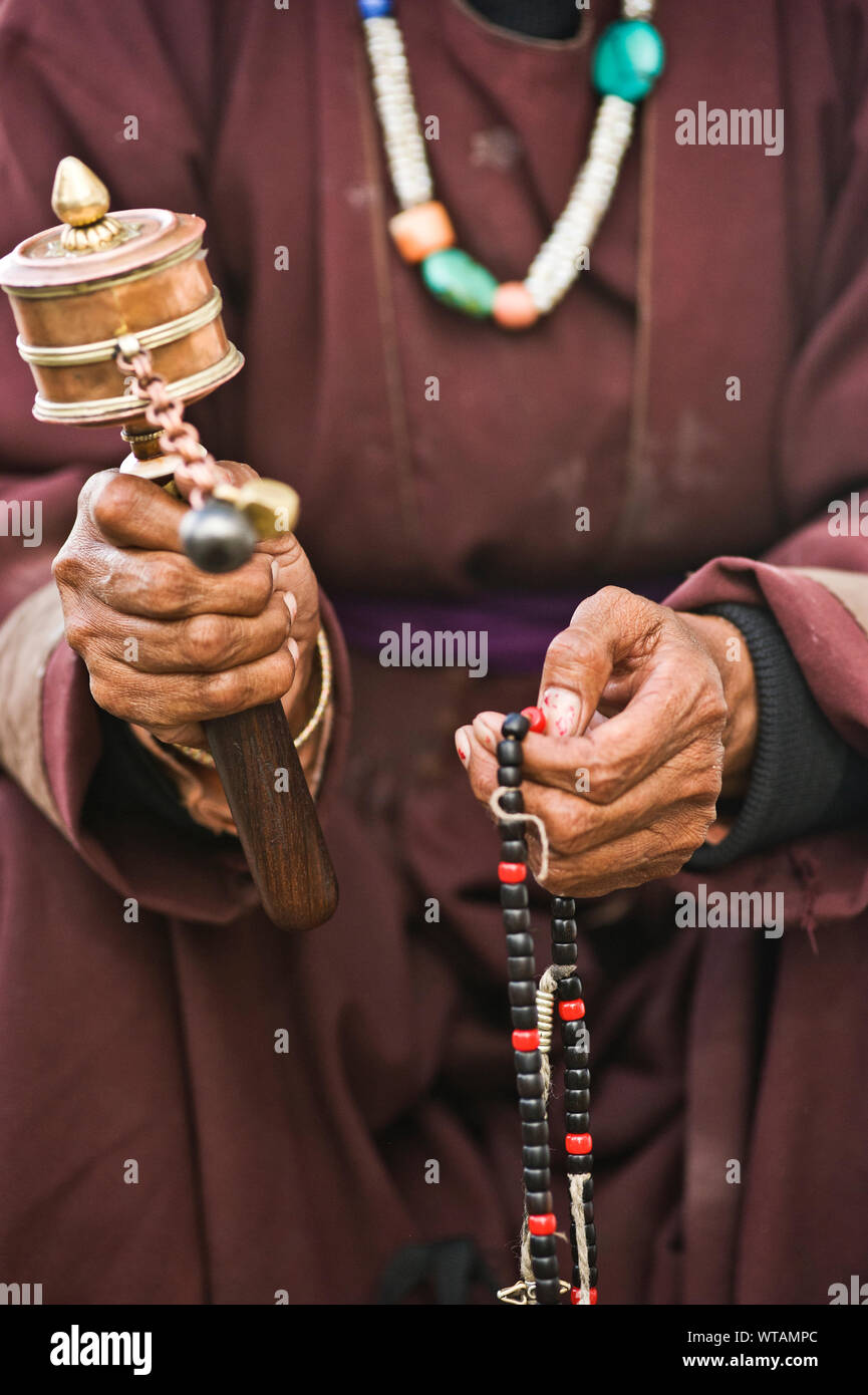 Hand prayer wheel hi-res stock photography and images - Alamy