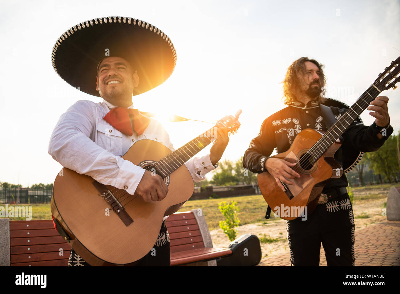 Mexican musicians mariachi band give street concert Stock Photo - Alamy