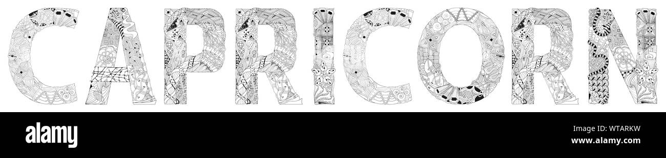 Word CAPRICORN. Vector zentangle object for decoration Stock Vector ...