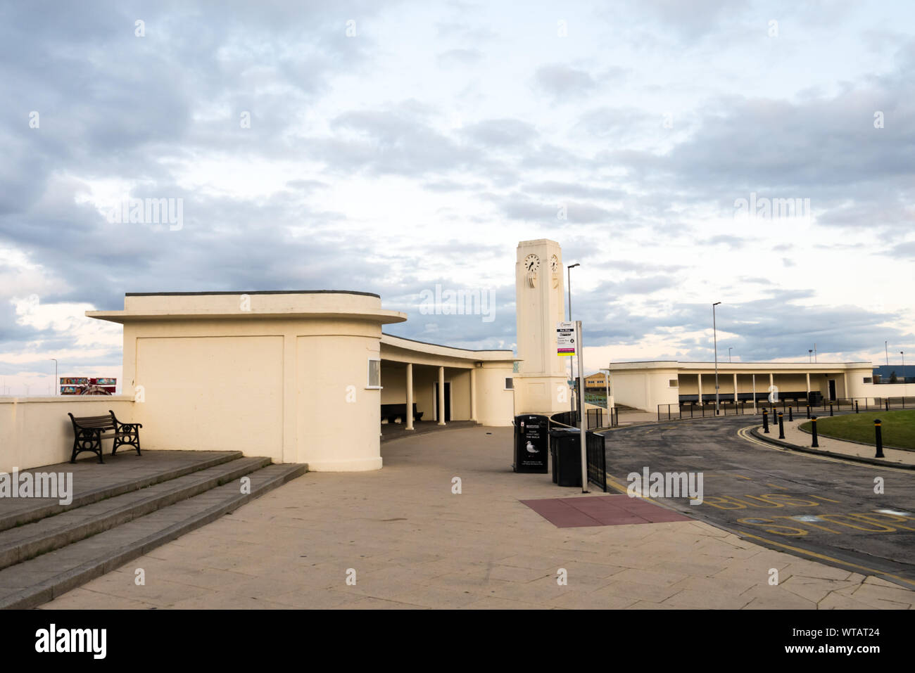 Seaton Carew Clock Tower (Grade II Listed) and Bus Station Stock Photo ...