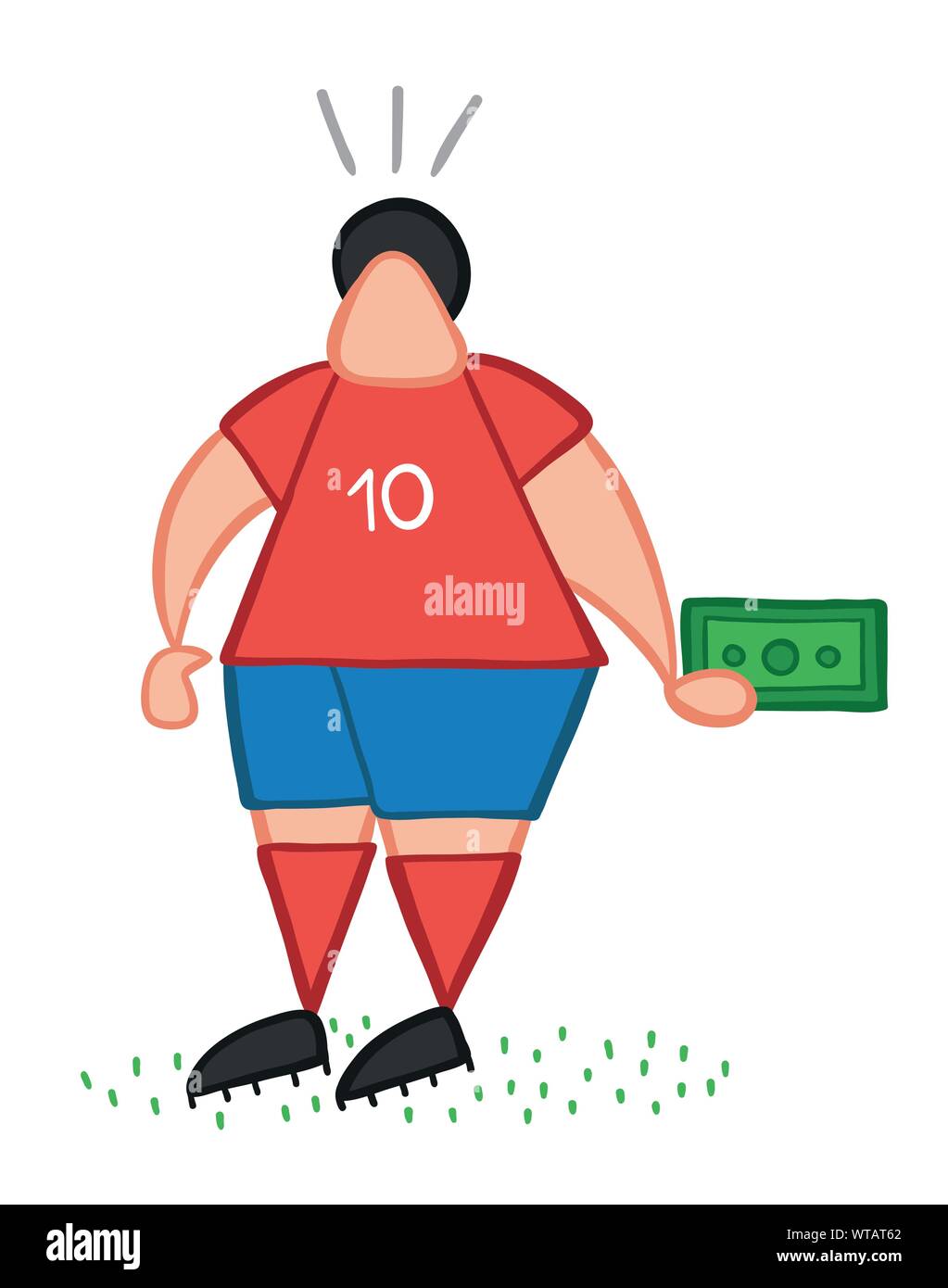 Vector illustration soccer player bribes. Hand drawn. Colored outlines ...