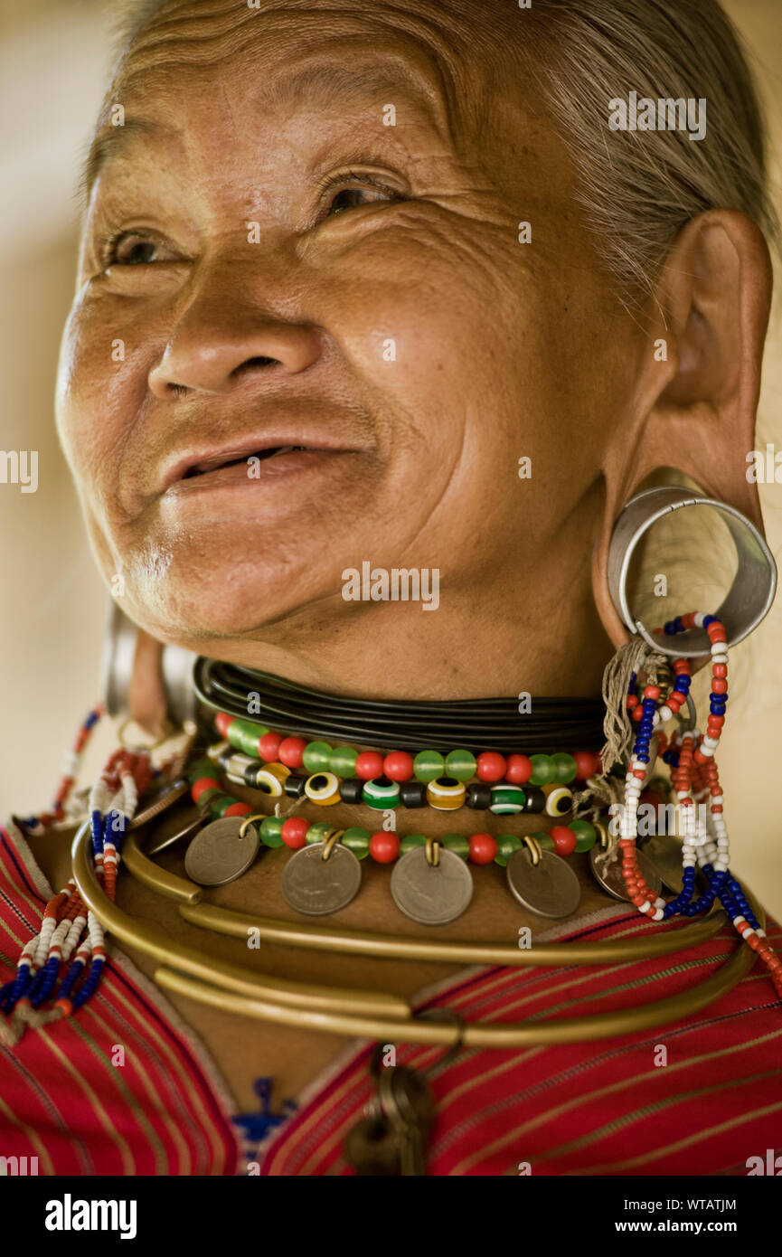 Old Akha tribe lady smiling Stock Photo - Alamy