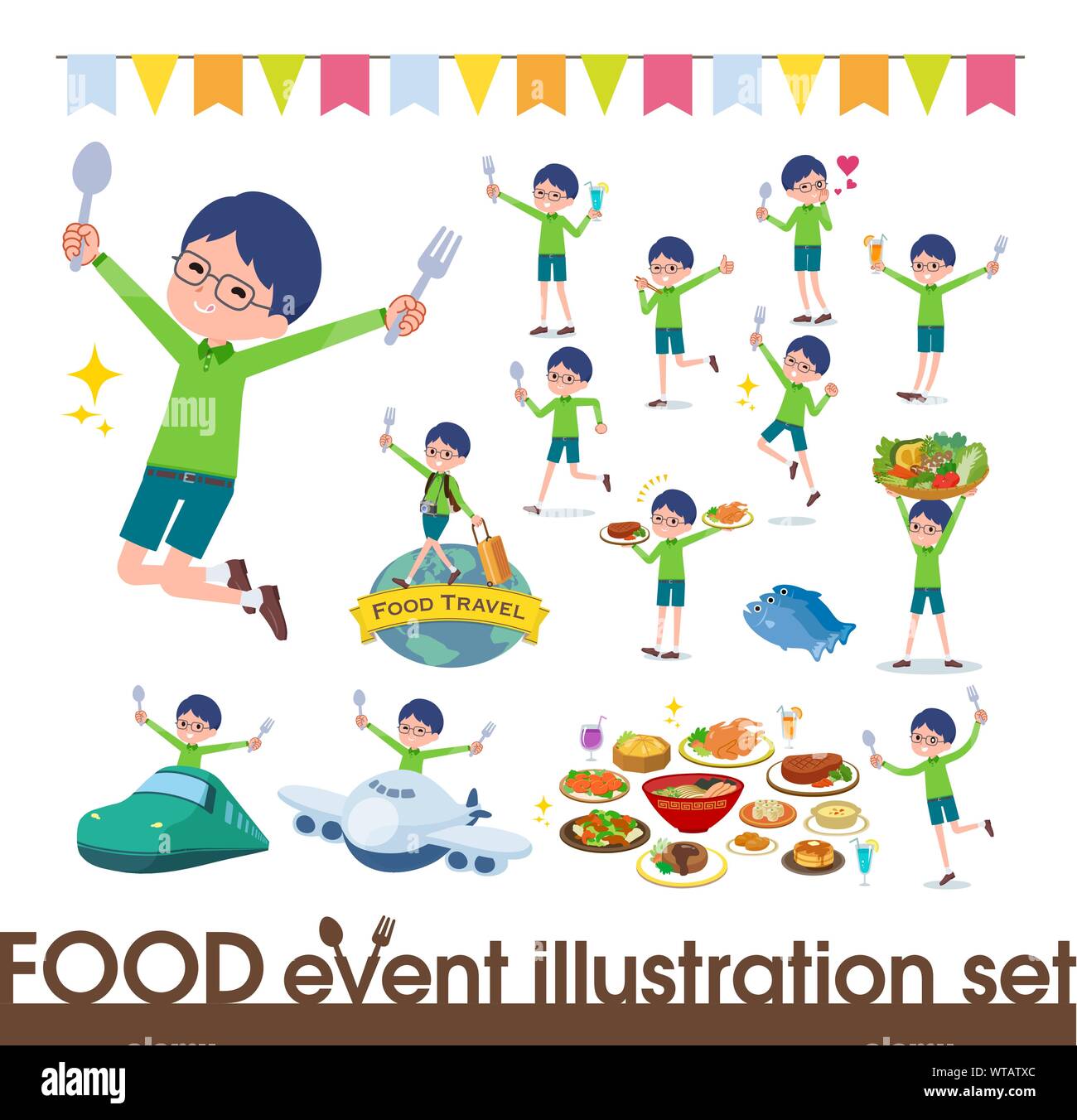 Vector illustration boy eating vegetables hi-res stock photography and ...