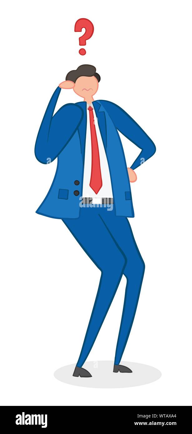 Vector illustration confused businessman. Hand drawn. Colored outlines ...