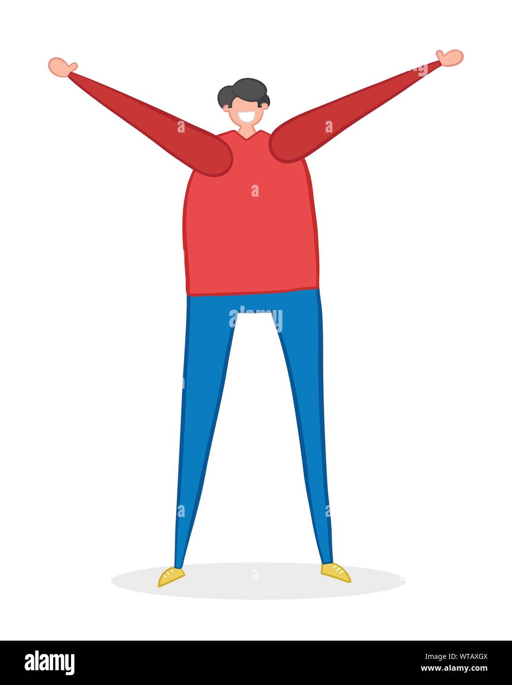 Vector illustration happy man. Hand drawn. Colored outlines Stock ...