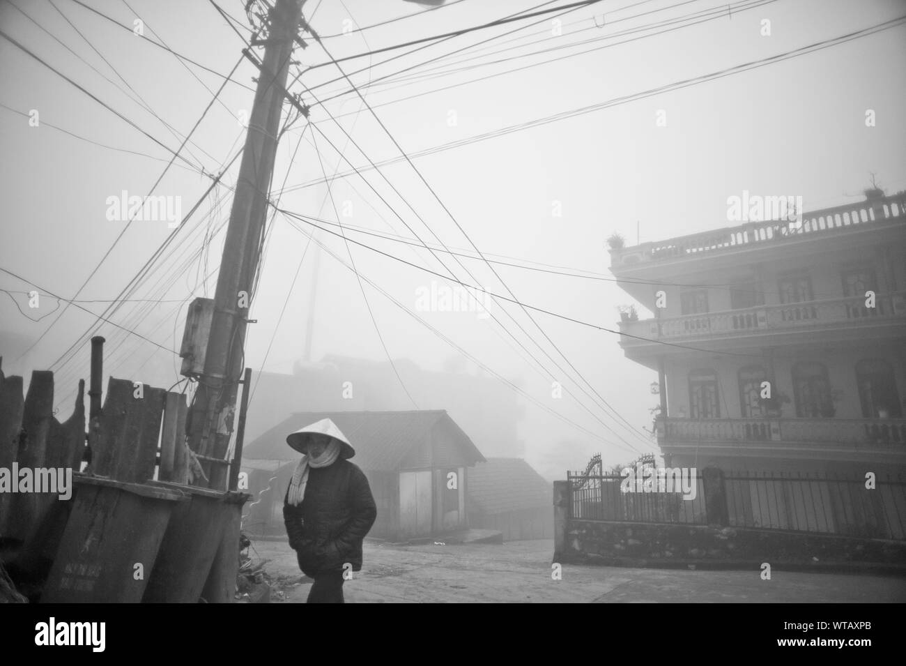 Mist morning in Sapa city Stock Photo - Alamy