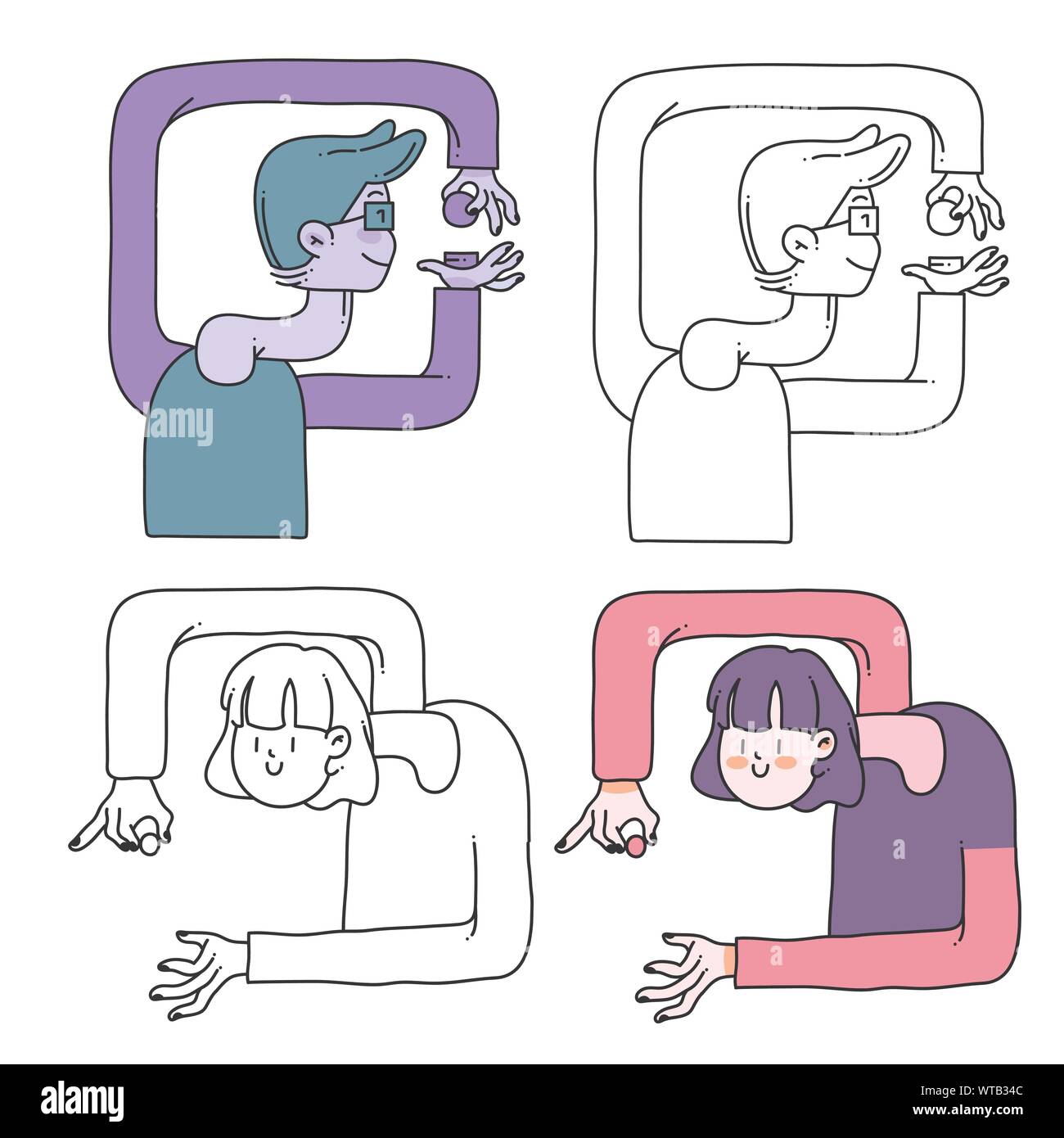 long neck people holding coin saving money illustration Stock Vector ...