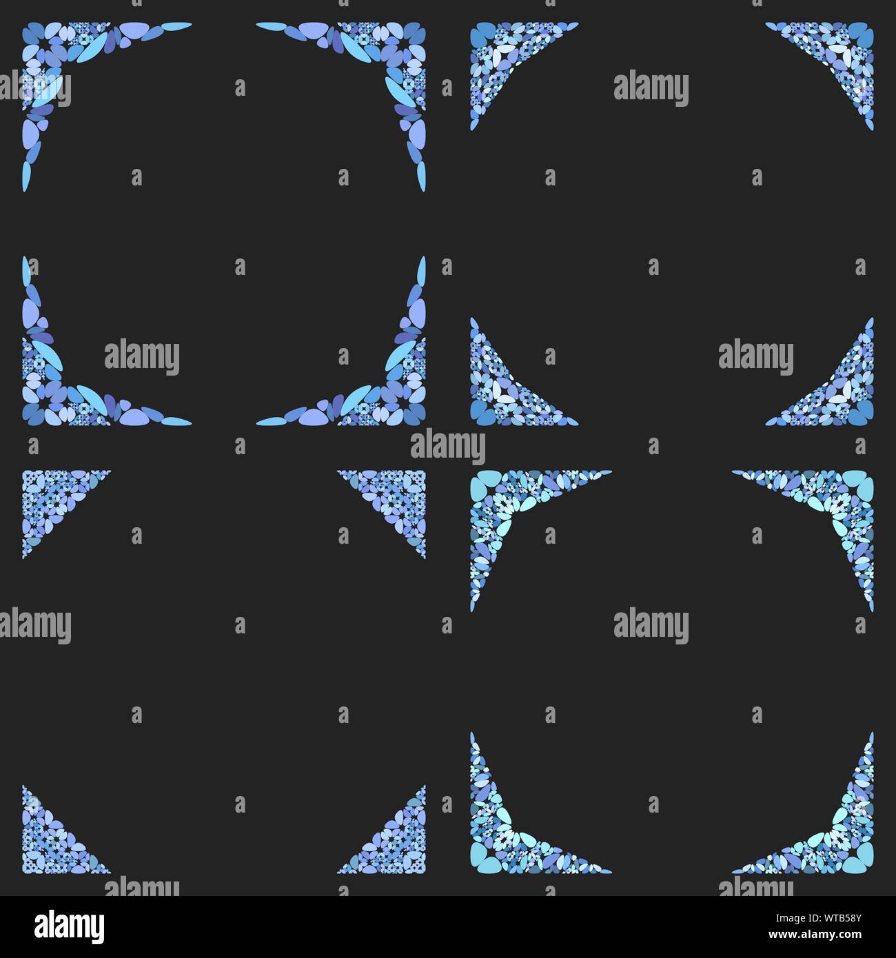 Curved stone mosaic page border design set - vector design elements ...