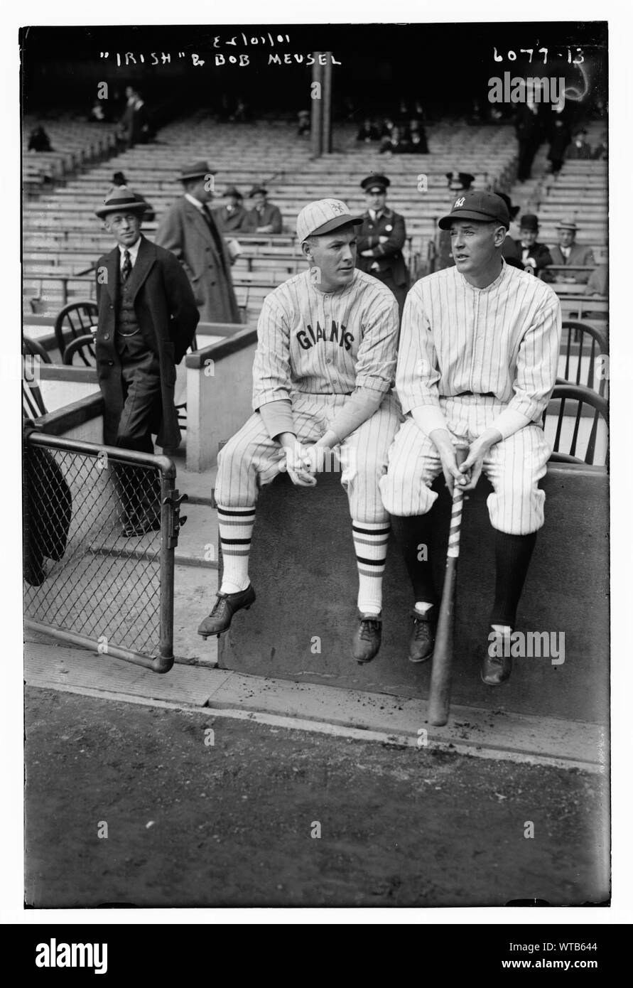 Meusel, Emil F. Irish (Giants) & Bob Meusel (Yankees), 10/10/1923 Stock ...