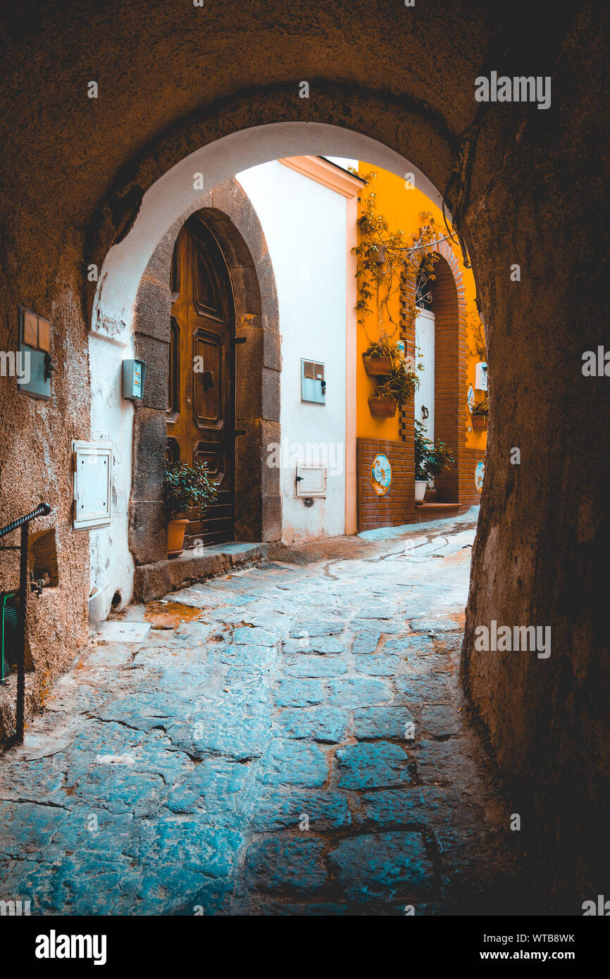 lone street at italy in mediterranean colors Stock Photo - Alamy