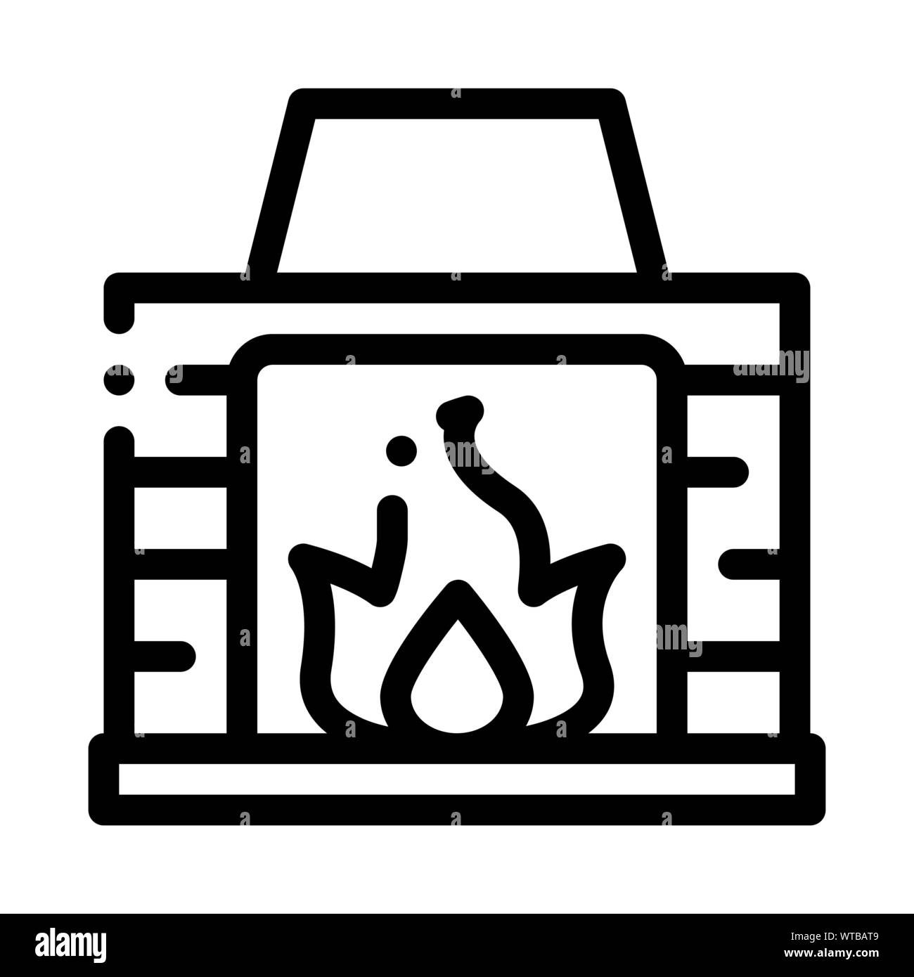 Fireplace With Fire Flame Heating Equipment Vector Stock Vector Image ...