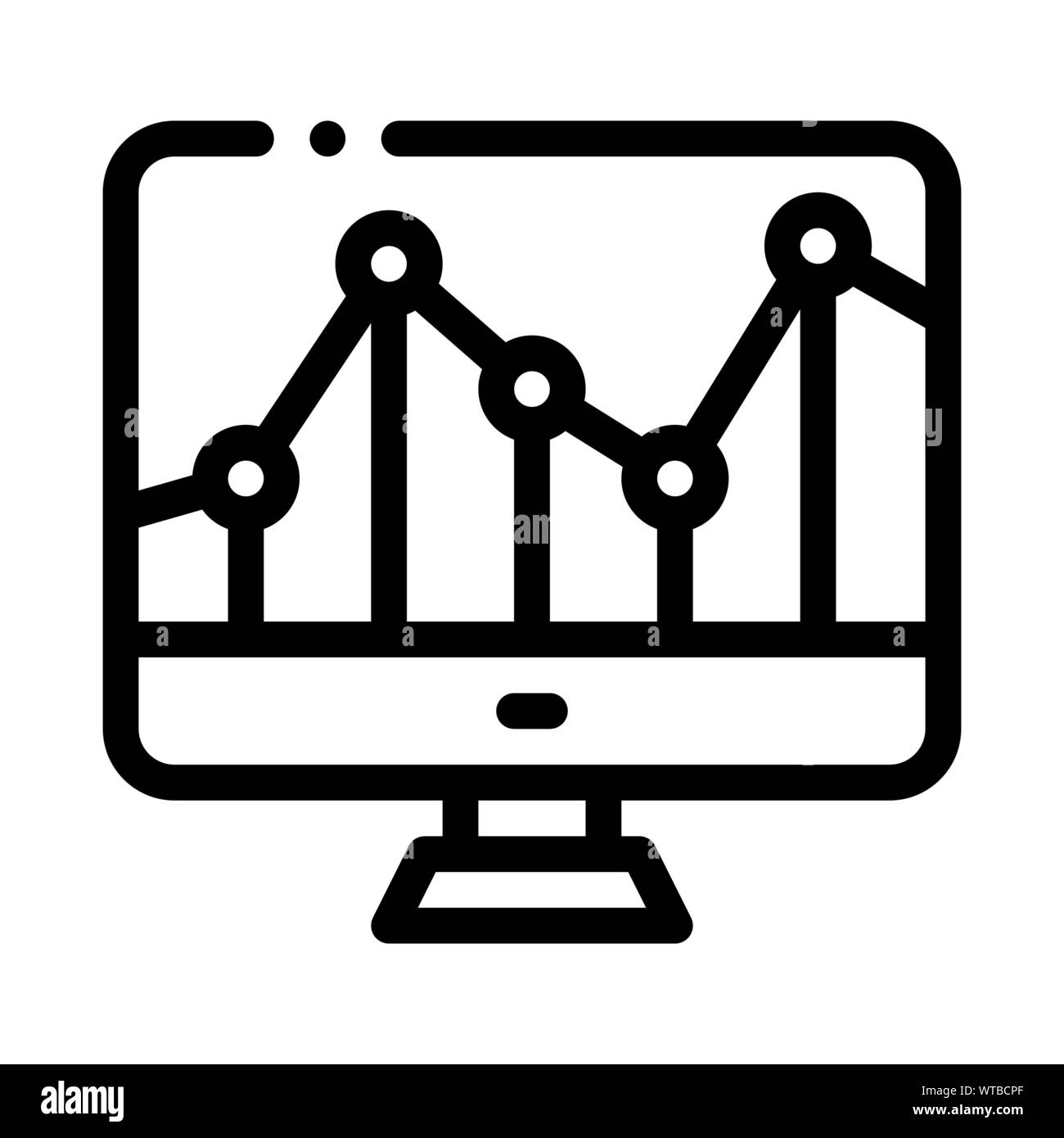 Graph On Computer Monitor Financial Vector Icon Stock Vector Image ...