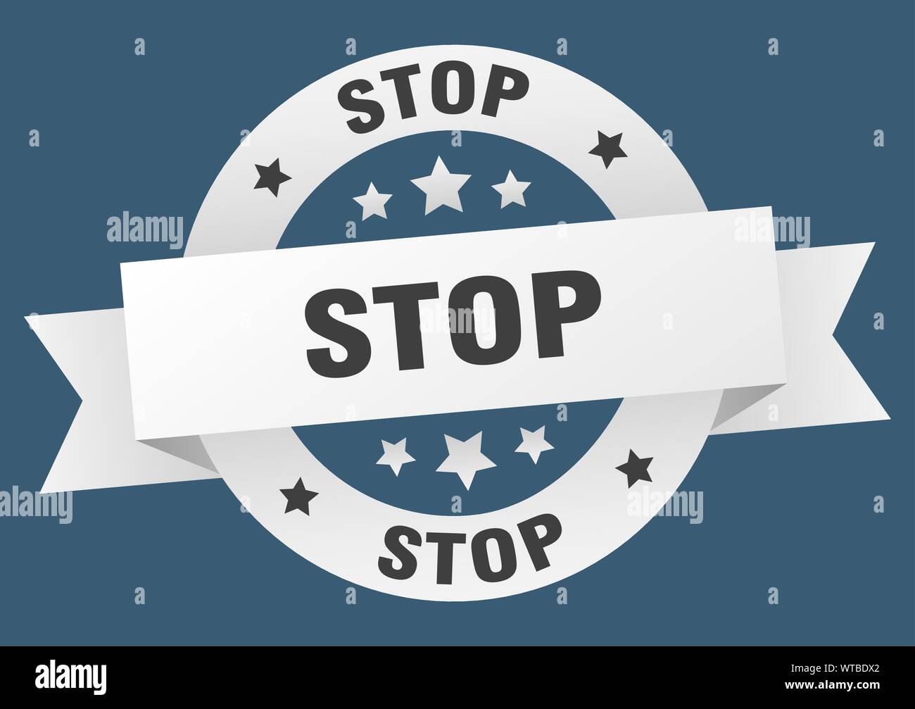 stop ribbon. stop round white sign. stop Stock Vector Image & Art - Alamy
