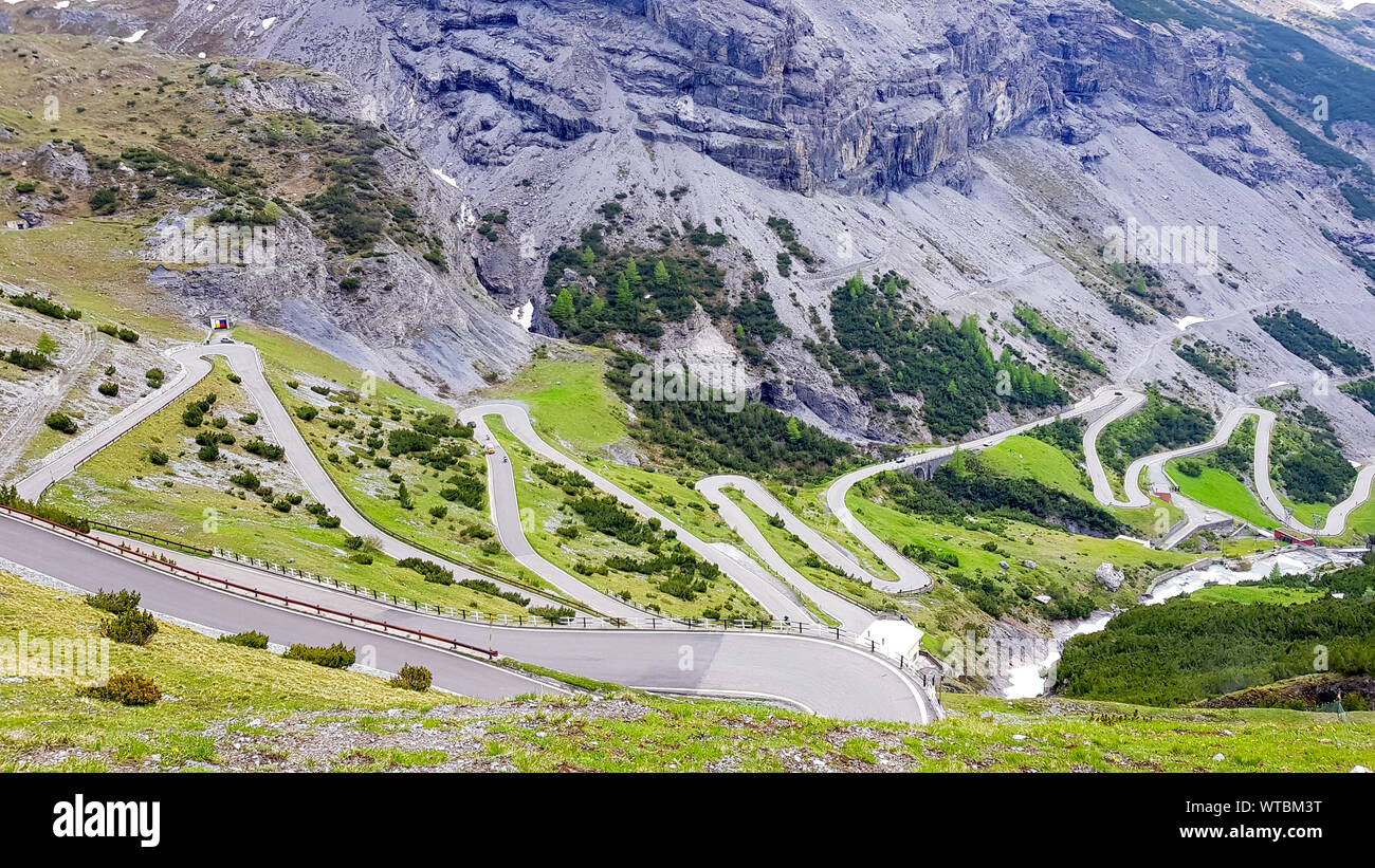 Mountain hill path road panoramic landscape, Road in dolomite Mountains ...