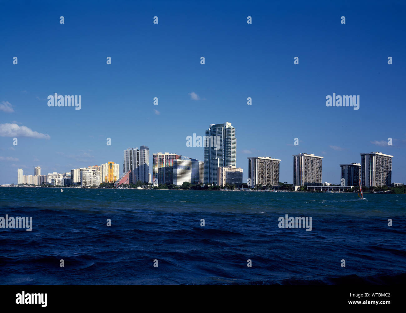 Miami skyline from Biscayne Bay, Florida Stock Photo - Alamy